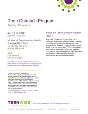 Fillable Online teenwisemn Teen Outreach Program - teenwisemn Fax Email ...