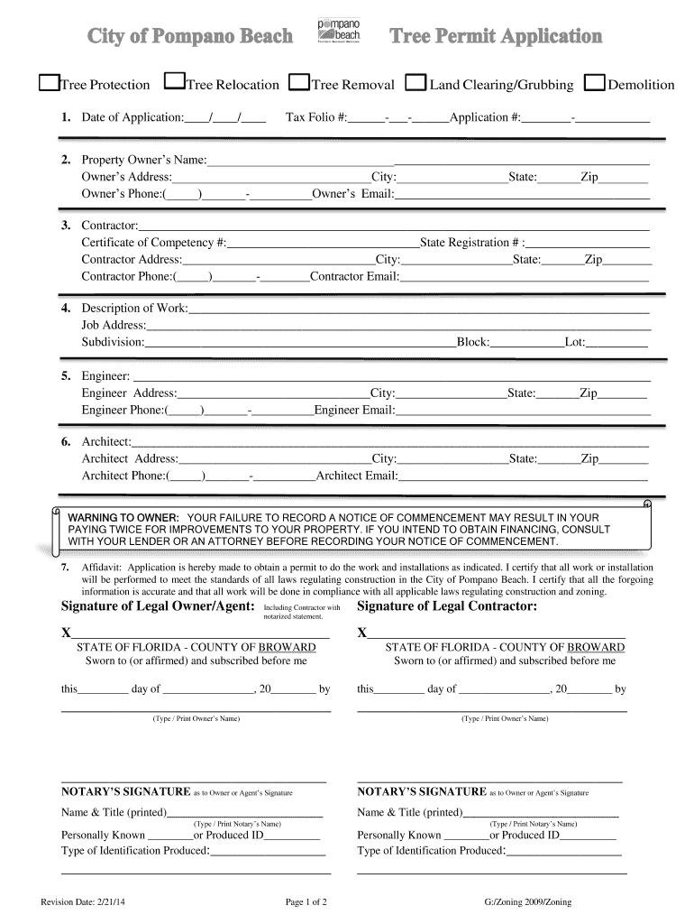  Of Pompano Beach Tree Removal Permit Application Fill And Sign Printable Template Online 