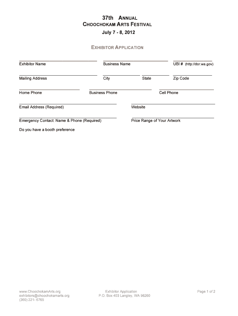 2012 Artist Exhibitor Application - Choochokam Arts - choochokamarts ...