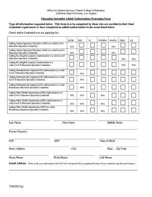 Fillable Online calstatela csula autism authorization form Fax Email ...