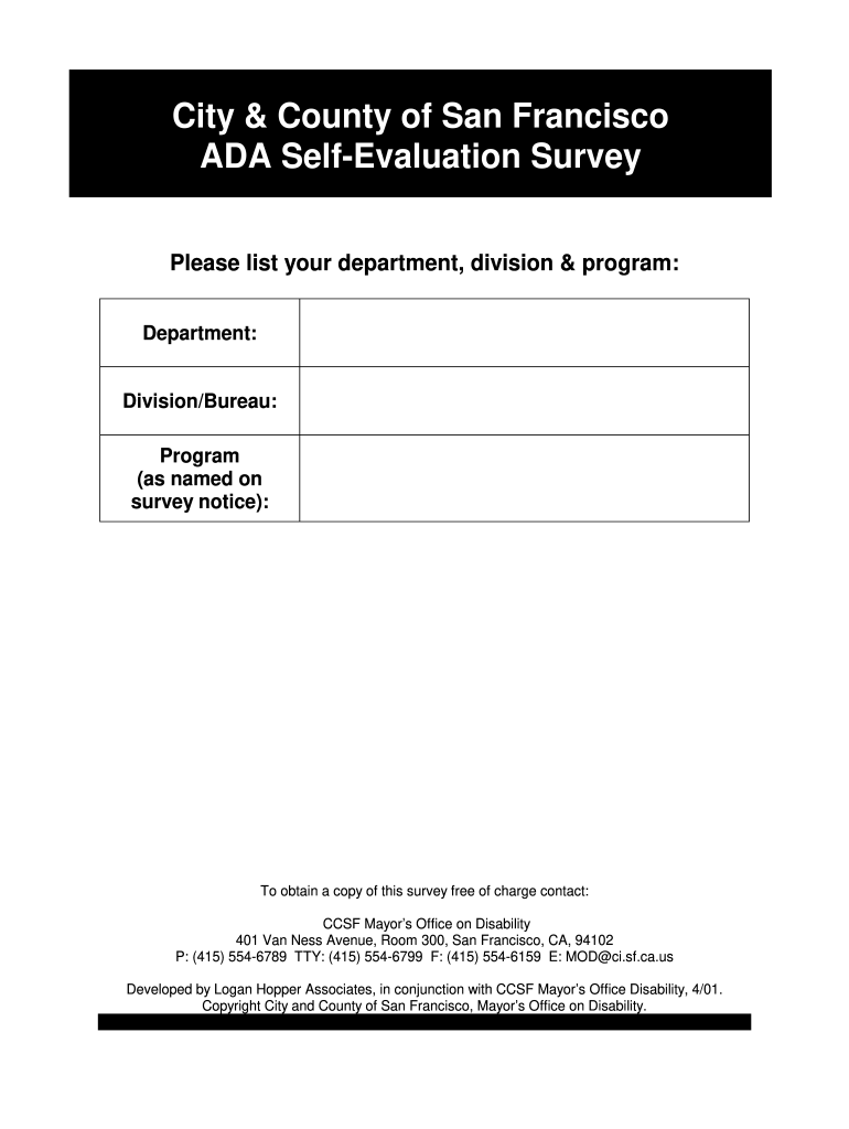 City & County of San Francisco ADA Self-Evaluation Survey - nclej: Fill ...
