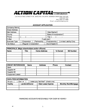 Fillable Online Printable Application - Action Capital Corporation Fax ...