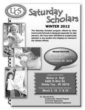 Fillable Online The Saturday Scholars program offered by Utica Fax ...