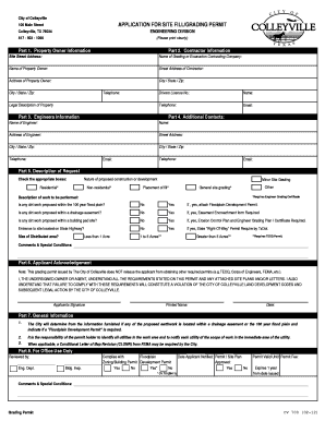 Fillable Online APPLICATION FOR SITE FILL/GRADING PERMIT - Colleyville ...