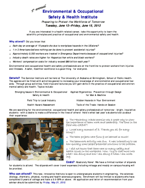 Fillable Online soph uab environmental occupational summer institute ...