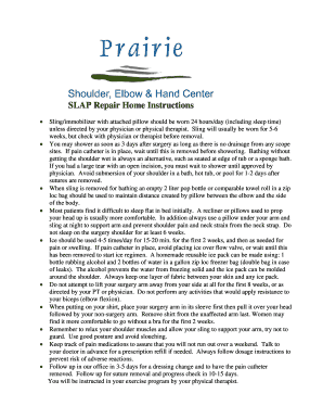 Fillable Online SLAP Repair Home Instructions Fax Email Print - pdfFiller