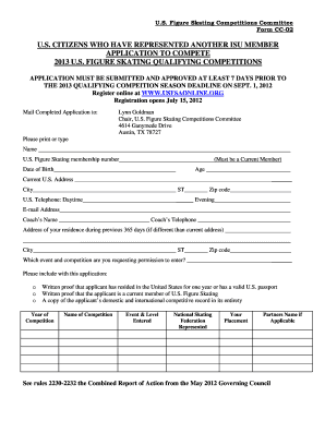 Fillable Online usfsa U.S. CITIZENS WHO HAVE REPRESENTED ANOTHER ISU ...