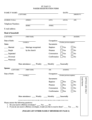 Fillable Online ST. PAUL’S PARISH REGISTRATION FORM Fax Email Print ...