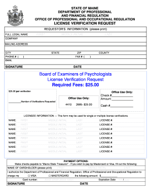 Fillable Online maine Board of Examiners of Psychologists License ...