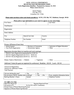 Fillable Online gcel To download the Membership/Registration Form ...