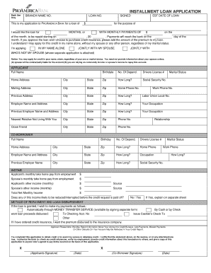 Fillable Online Installment Loan Application form Fax Email Print ...