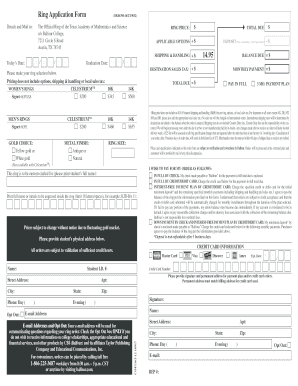 Fillable Online tams unt Ring Application Form - tams unt Fax Email ...
