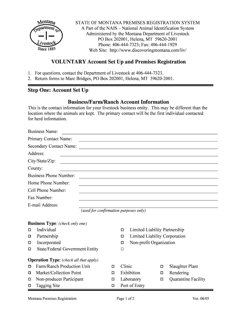 Fillable Online animalrangeextension montana Montana Premises ...