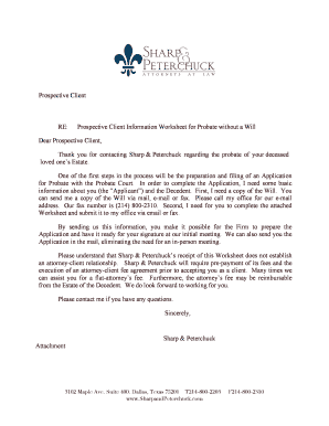 Fillable Online Prospective Client RE: Prospective Client Information ...