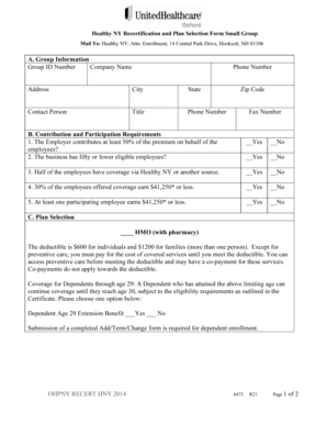 Fillable Online Page 1 of 2 A. Group Information Group ID Number ...