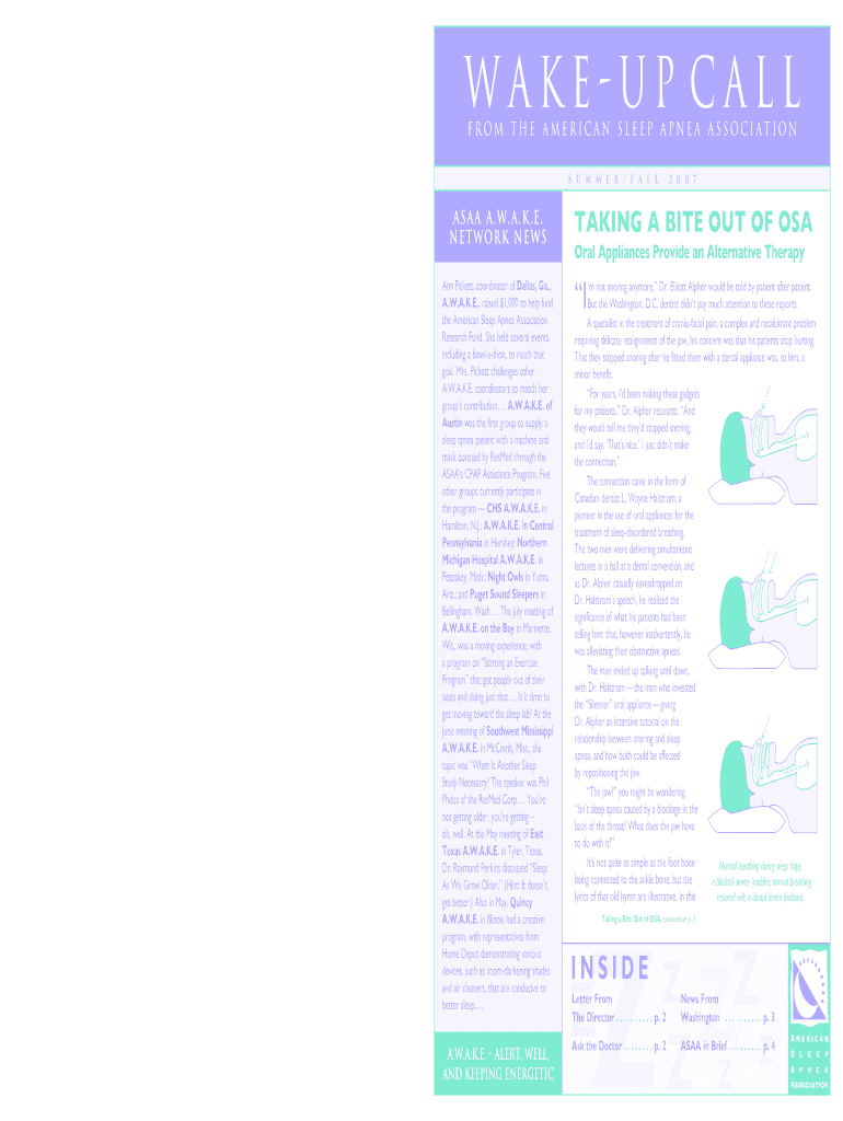 Fillable Online Wake-Up Call - Summer/Fall 2007 Fax Email Print - pdfFiller