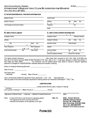 Fillable Online ic nc FORM 33I - North Carolina Industrial Commission ...