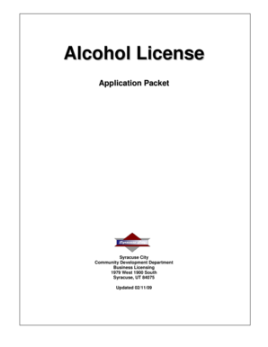 Fillable Online Alcohol License Application - Syracuse City Home Fax ...