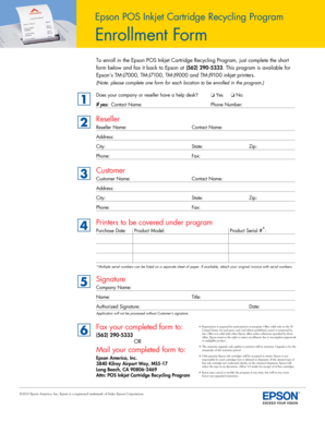 Fillable Online Enrollment Form - Epson POS Printers Fax Email Print ...