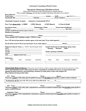 Fillable Online comcounseling ( TM ) Referral Form - Community ...