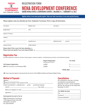 Fillable Online nena NDC Registration Form - nena Fax Email Print ...