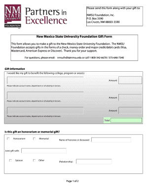 Fillable Online fndforms nmsu New Mexico State University Foundation ...