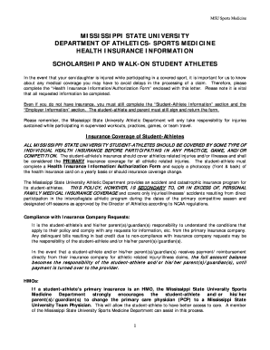 SPORTS MEDICINE HEALTH INSURANCE INFORMATION - Fill and Sign Printable ...