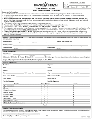 Fillable Online nycpba Insurance Claim form for Davis Vision - nycpba ...
