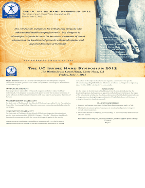 Fillable Online UC Irvine Hand Symposium 2012 Fax Email Print - pdfFiller