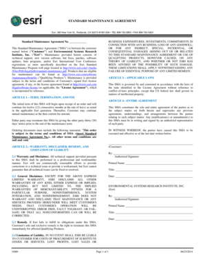 Fillable Online Software Maintenance Agreement - Esri Fax Email Print - pdfFiller