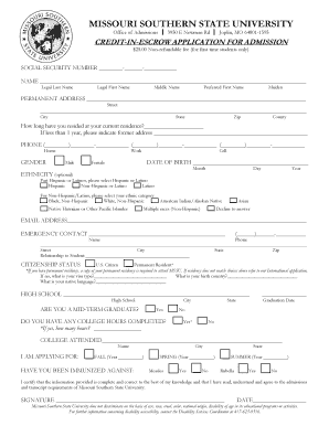 Fillable Online mssu mssu print out application form Fax Email Print ...