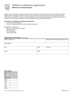 Fillable Online mayo mayo clinic wellness cerification form Fax Email ...