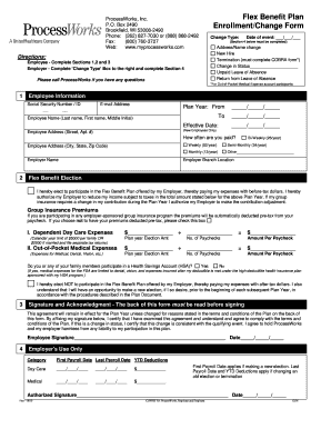 Fillable Online processworks forms for flex benefits wisconsin Fax Email Print - pdfFiller