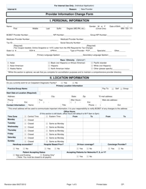 Fillable Online Provider Information Change Form II. LOCATION ...