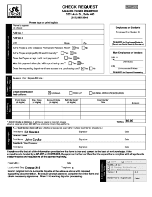 Fillable Online drexel Check Request Form - Drexel University Fax Email Print - pdfFiller