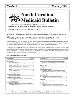 Fillable Online ncdhhs Home of NCTracks - Special Bulletin: 3% ...