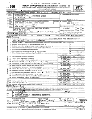 Fillable Online aclu 990 march 31 2011 form Fax Email Print - pdfFiller