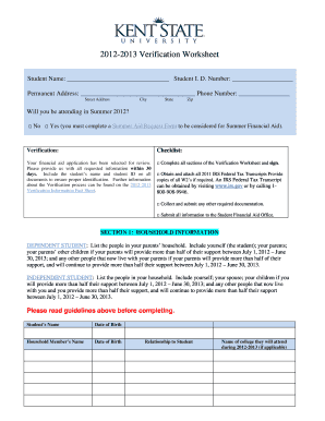 Fillable Online sfa kent sfa online verification worksheet form Fax ...