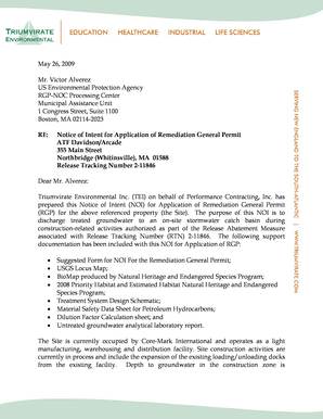 Fillable Online Notice of Intent for Application of Remediation General ...