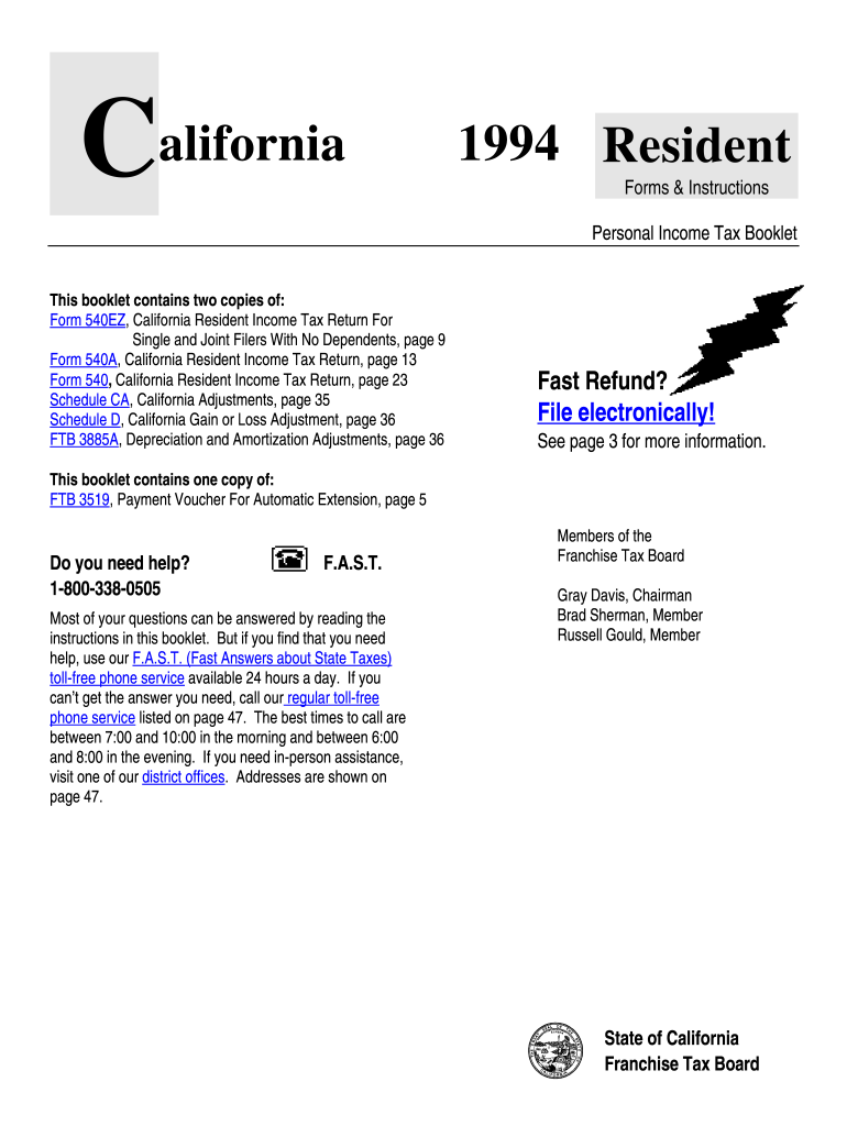 1994 Form 540 Fill Online Printable Fillable Blank PdfFiller 1994 Form 540 Fill Online Printable Fillable Blank PdfFiller