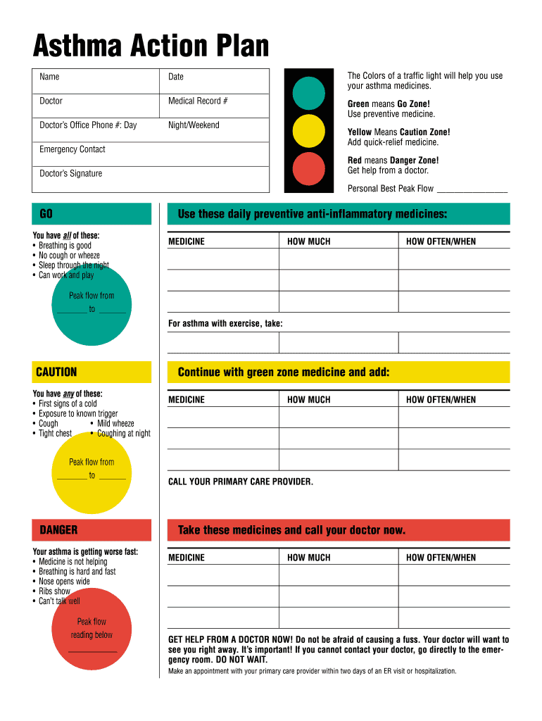 Asthma Action Plan Example Filled Out Fill Online Printable 