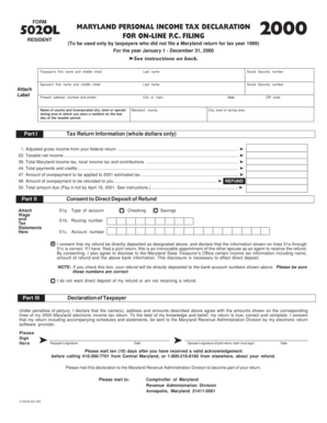 Fillable Online MARYLAND PERSONAL INCOME TAX DECLARATION FOR ON ... Fax ...