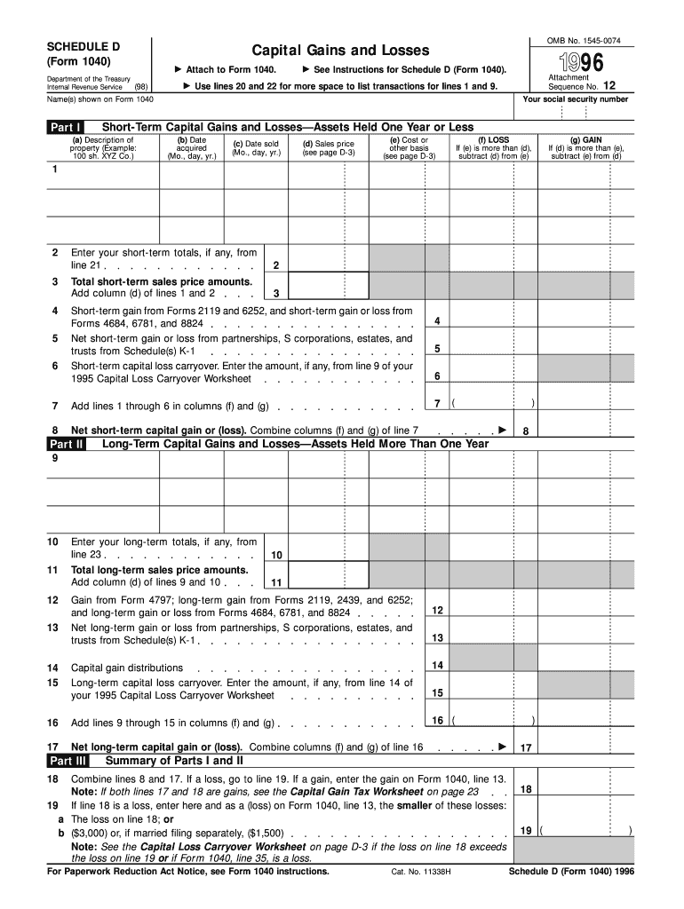 Fillable Online Capital Gains and Losses Fax Email Print - pdfFiller