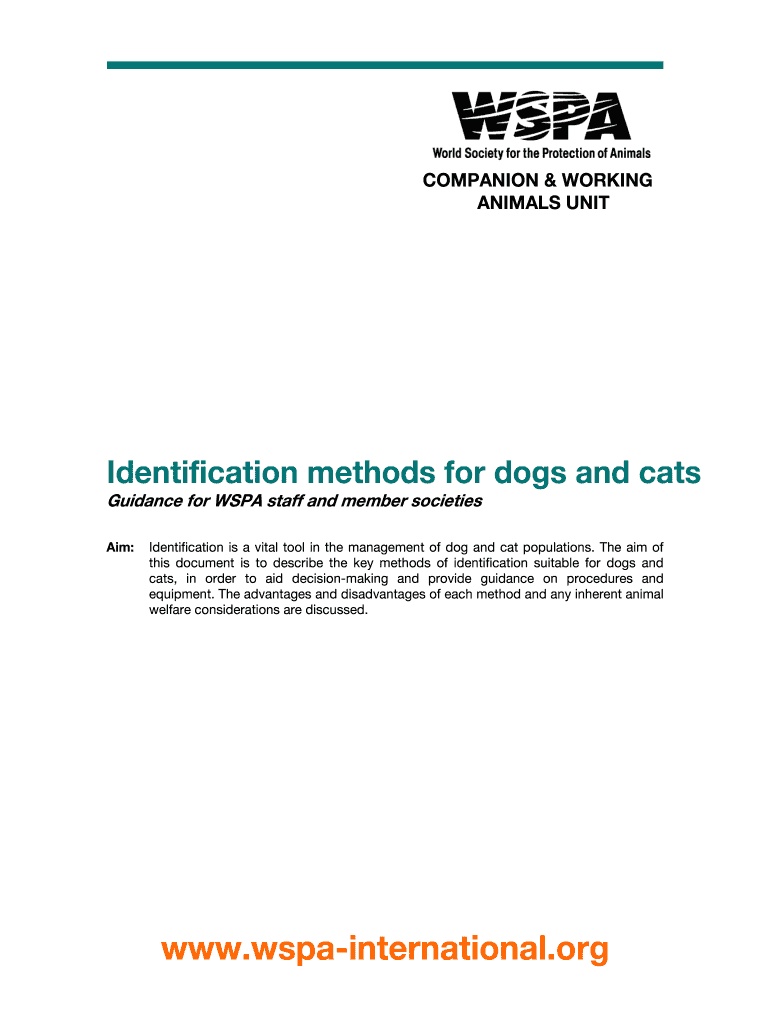 Fillable Online wspa identification methods for dogs and cats form Fax ...