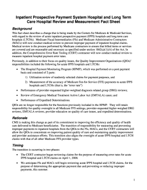 Fillable Online Inpatient Prospective Payment System Hospital and Long ...