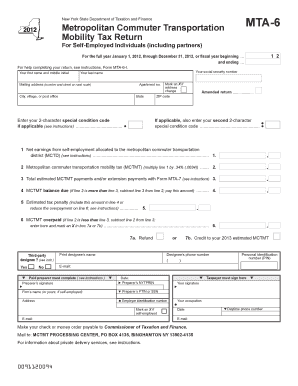 Fillable Online tax ny Form MTA-6:2012:Metropolitan Commuter ...