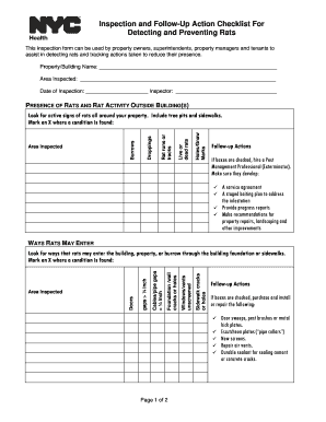 Fillable Online nyc Inspection Checklist For Preventing Rodents Around ...