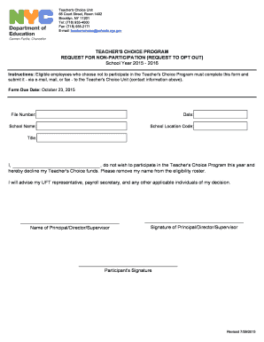 Fillable Online schools nyc Request for Non-Participation (Opt-Out Form ...