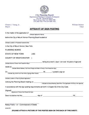 Fillable Online AFFIDAVIT OF SIGN POSTING Fax Email Print - pdfFiller