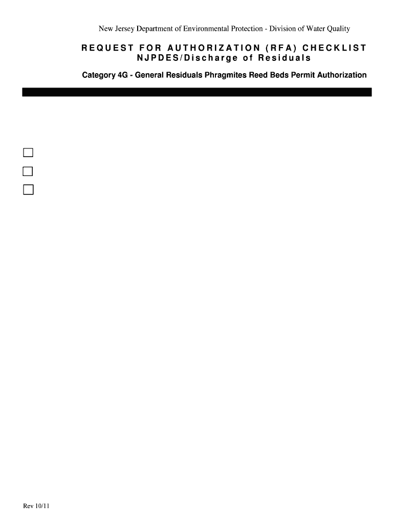 Fillable Online state nj RFA CHECKLIST NJPDESDischarge of Residuals ...